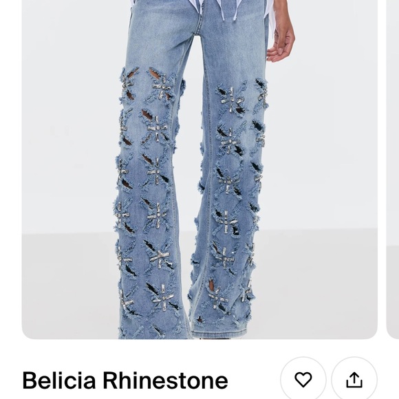 Jeans | Rhinestone Embellished Blue Jeans | Poshmark